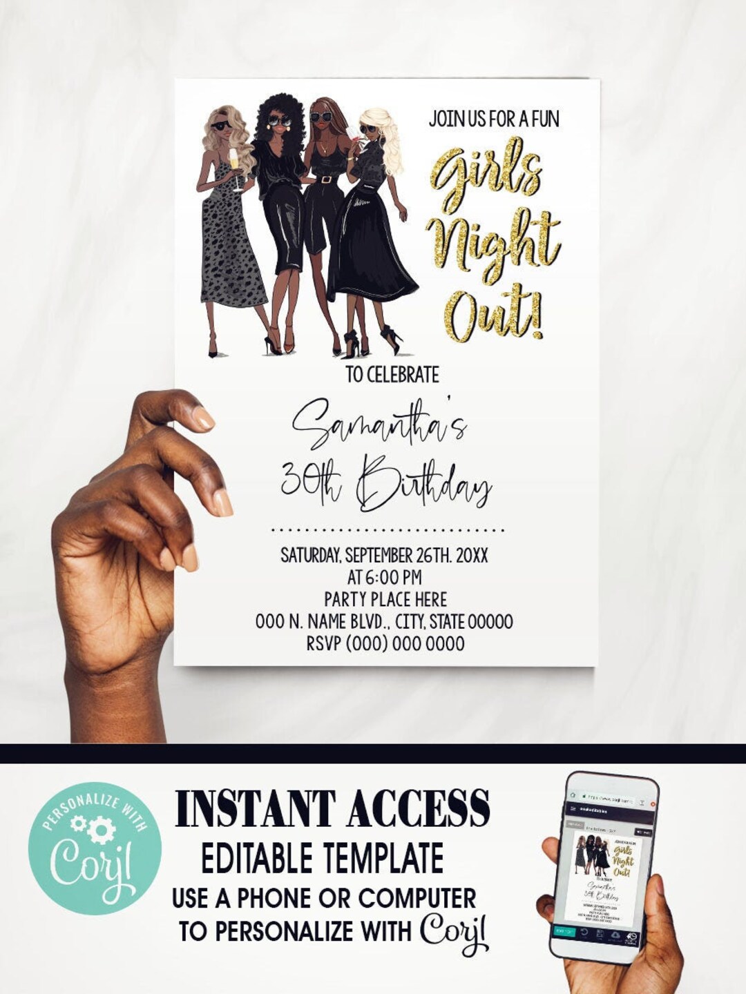 Girls Night Out Birthday Invitation Lets Have Drinks Party Wine Tasting ...