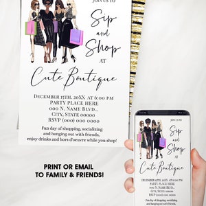 Sip and Shop Invitation Lets Shop & Have Drinks New Boutique Opening ...