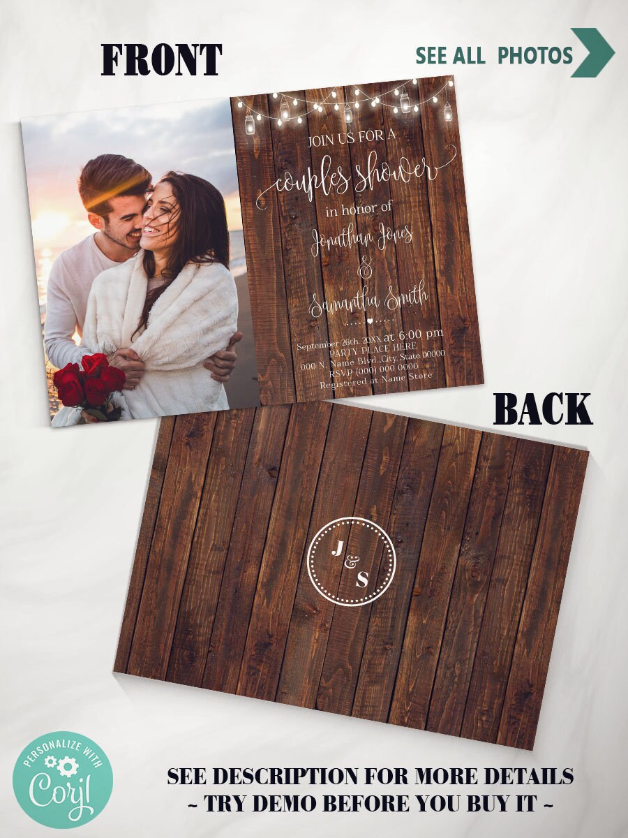 Couples Shower Invitation Rustic Country Western Chic Wedding - Etsy