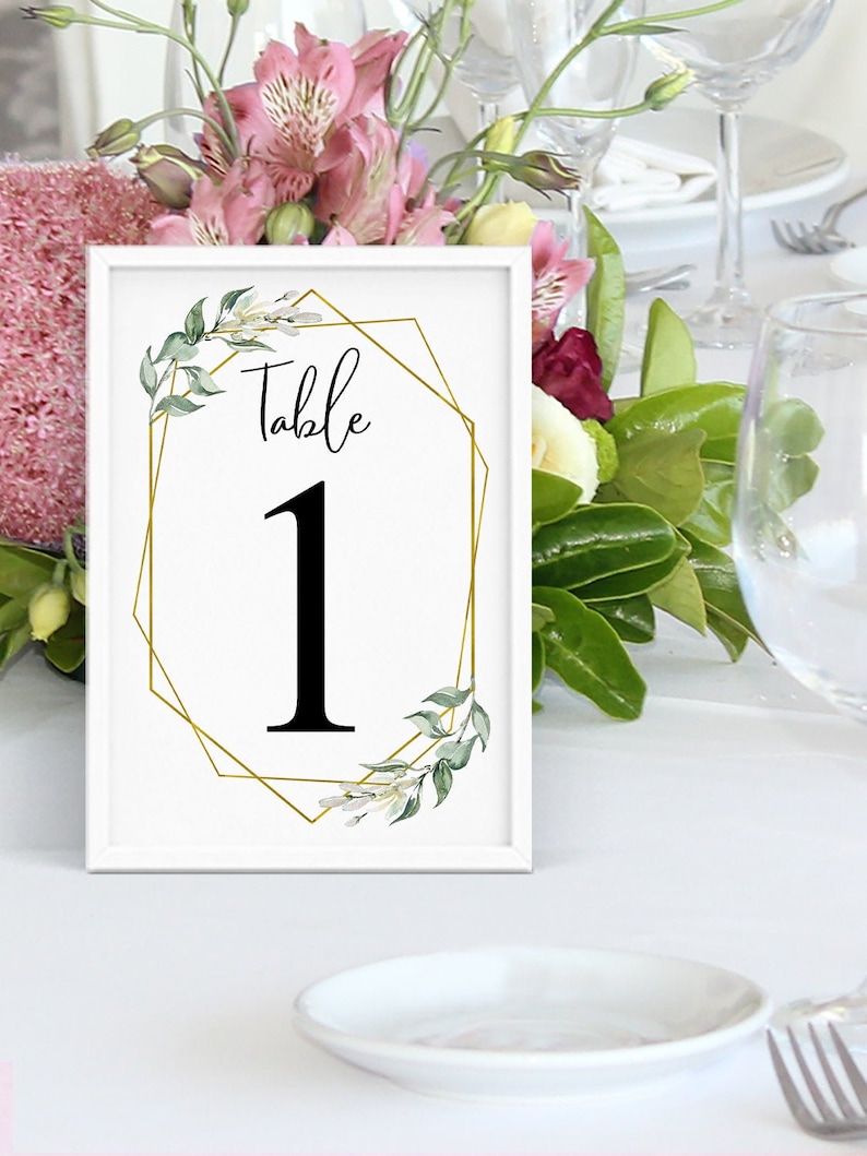 Eucalyptus Gold Table Numbers 1 to 50 Sign Wedding Reception - Etsy