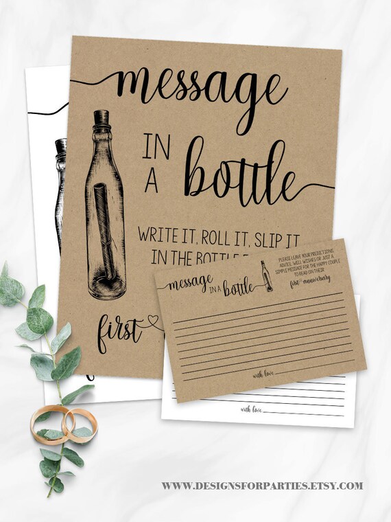 Message in a Bottle Bridal Shower Activity Editable Template - Etsy