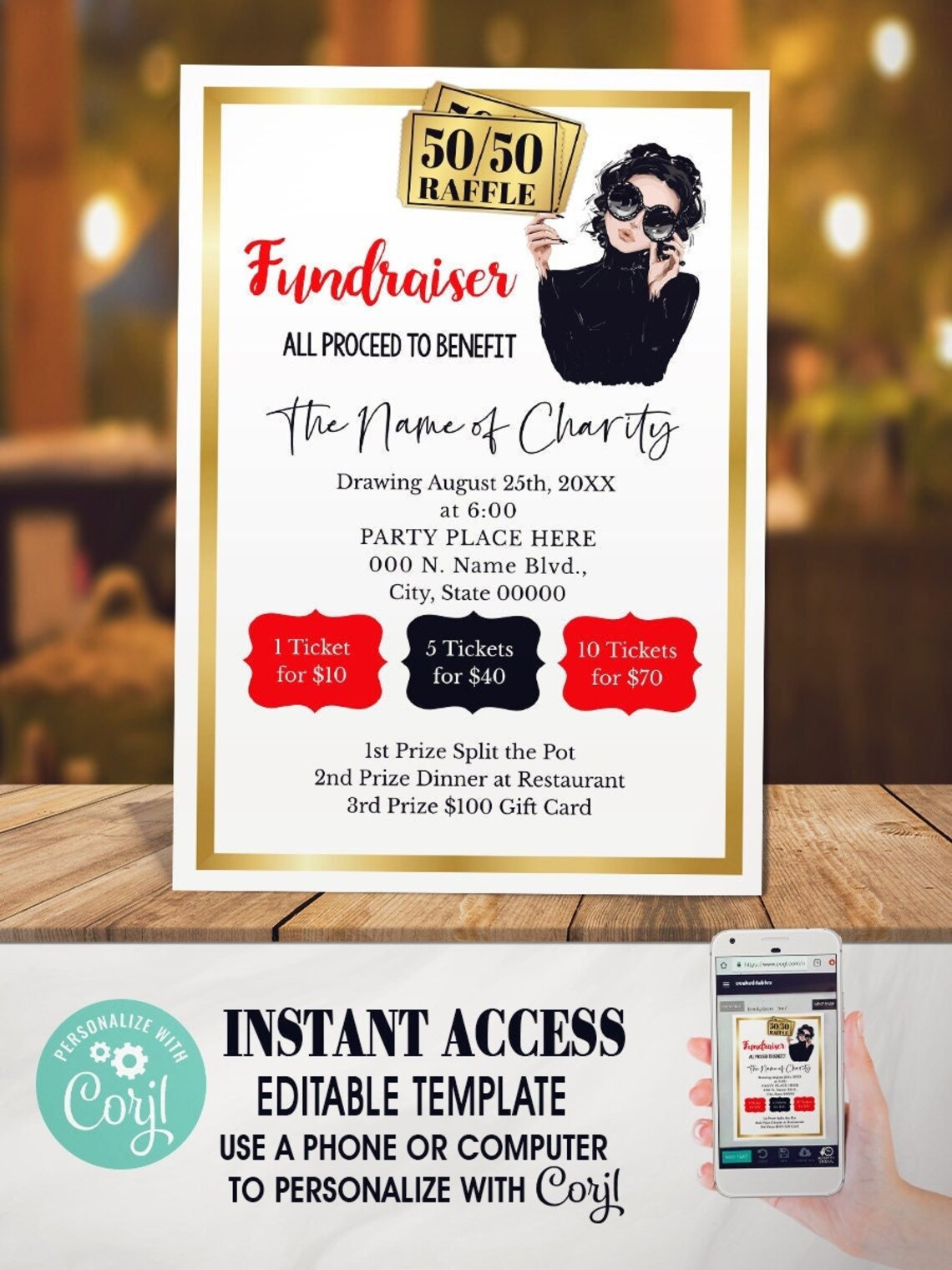 Fundraiser Charity Event 50 50 Raffle Split the Pot Raffle - Etsy