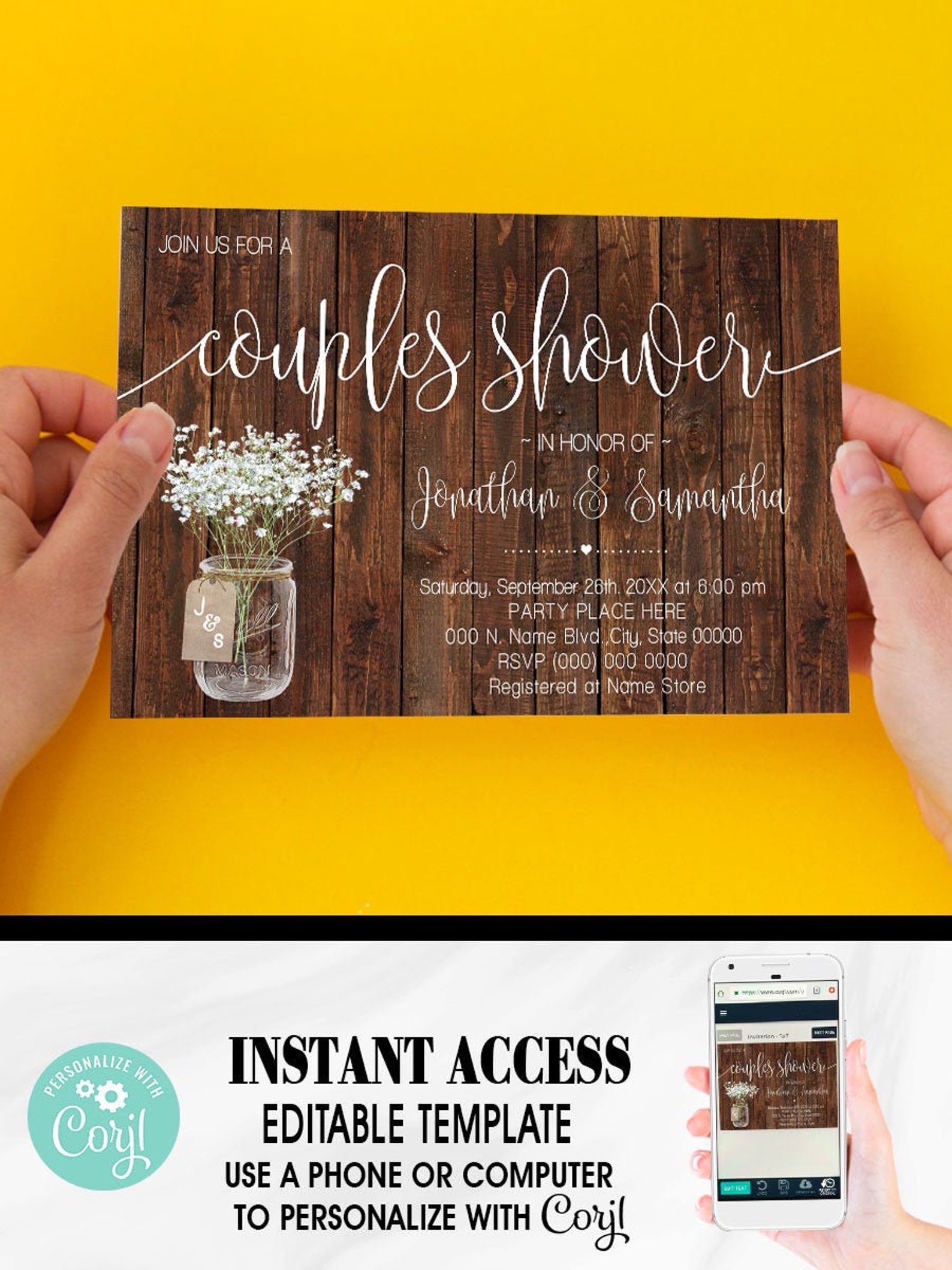 Rustic Couples Shower Invitation Country Western Chic Bridal - Etsy