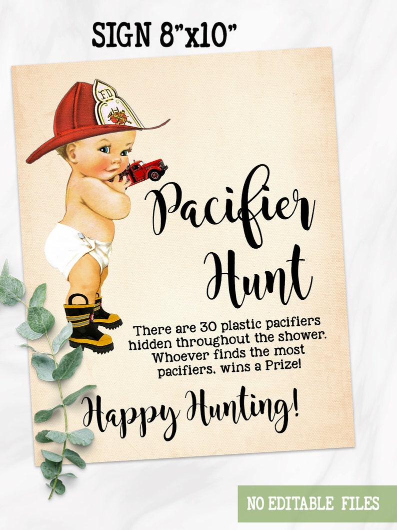 Fireman Pacifier Hunt Baby Shower Game Find the Pacifiers - Etsy
