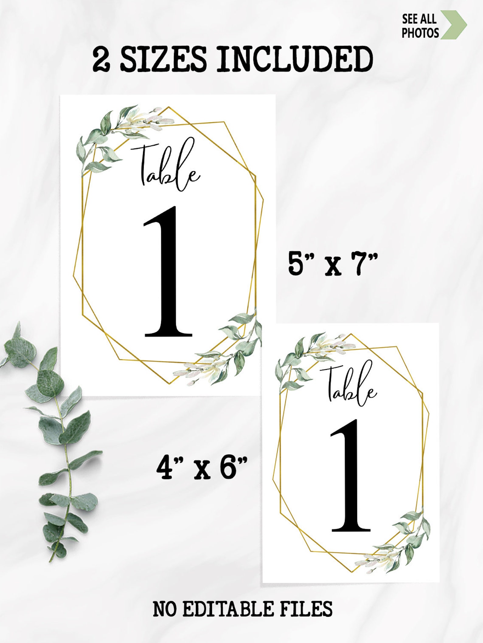 Eucalyptus Gold Table Numbers 1 to 50 Sign Wedding Reception - Etsy