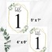 Eucalyptus Gold Table Numbers 1 to 50 Sign Wedding Reception Bridal ...