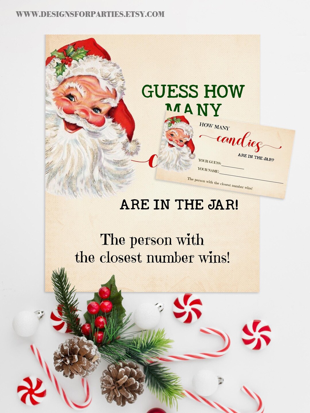 Christmas Guess How Many Candies Are in the Jar Game Santa Xmas Family ...