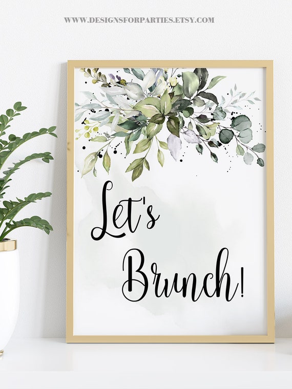 Greenery Let's Brunch Sign Bridal Shower Sign Wedding - Etsy
