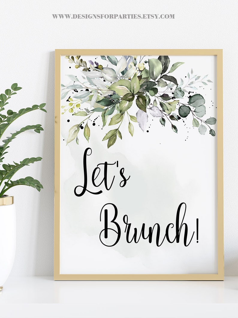 Greenery Let's Brunch Sign Bridal Shower Sign Wedding - Etsy