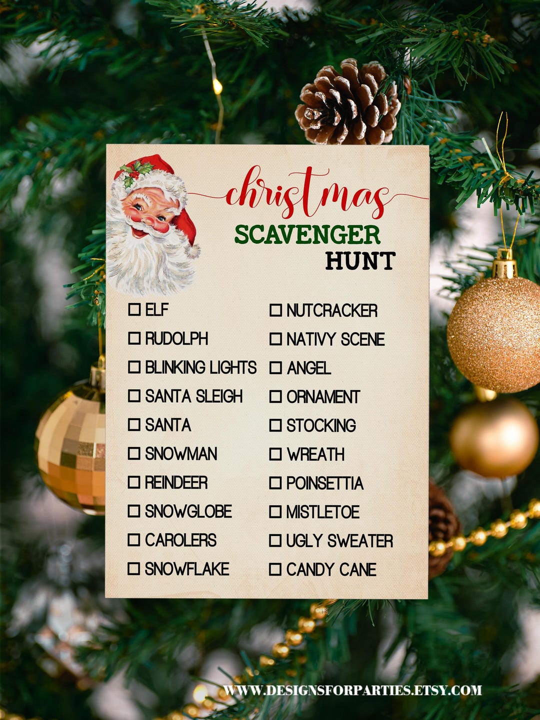 Christmas Scavenger Hunt Game Find Christmas Items Game Santa Family ...