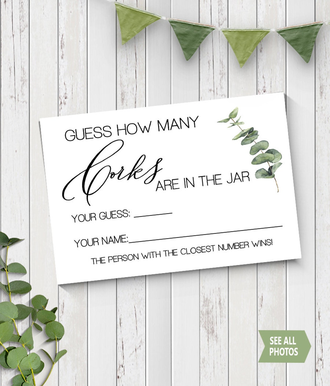 Guess How Many Corks Game Bridal Shower Couples Shower - Etsy