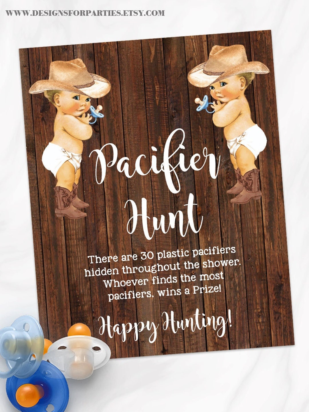 Twins Cowboys Pacifier Hunt Baby Shower Game Find Pacifiers Western ...