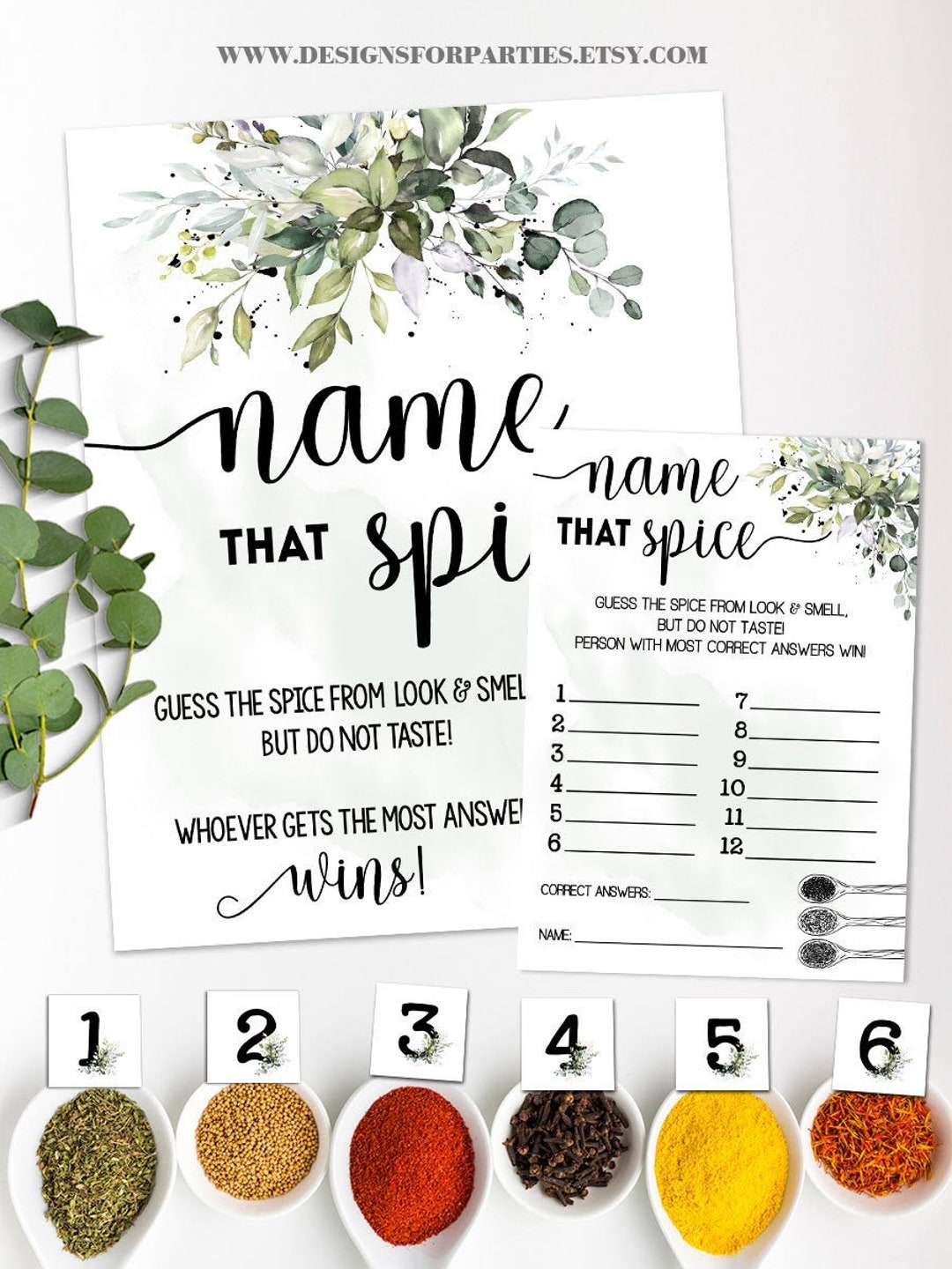 Guess the Spice Game Bridal Shower Activity Editable Game Name the ...