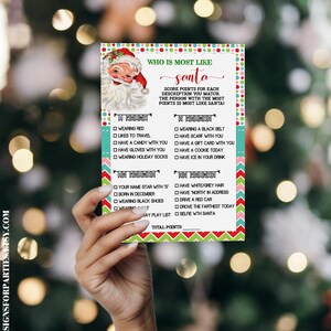 Christmas Who is Most Like Santa Game Who is Santa Xmas Family Holiday ...