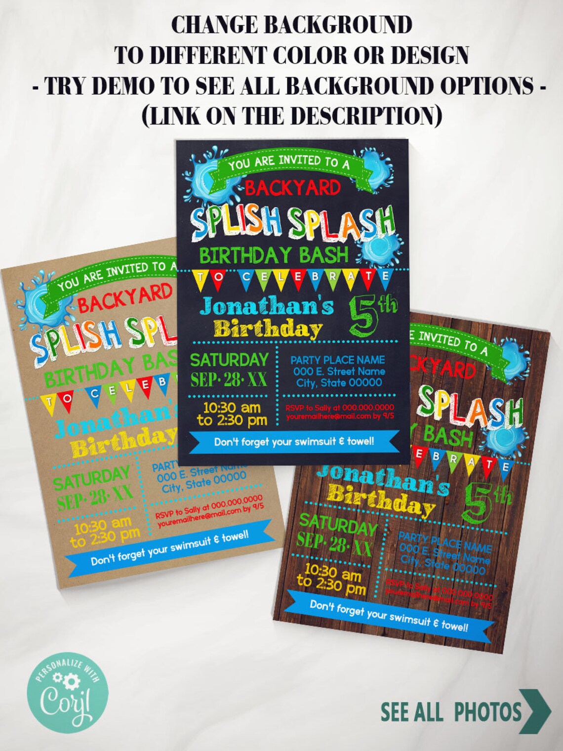 Splish Splash Summer Backyard Bash Invitation Water Bash - Etsy