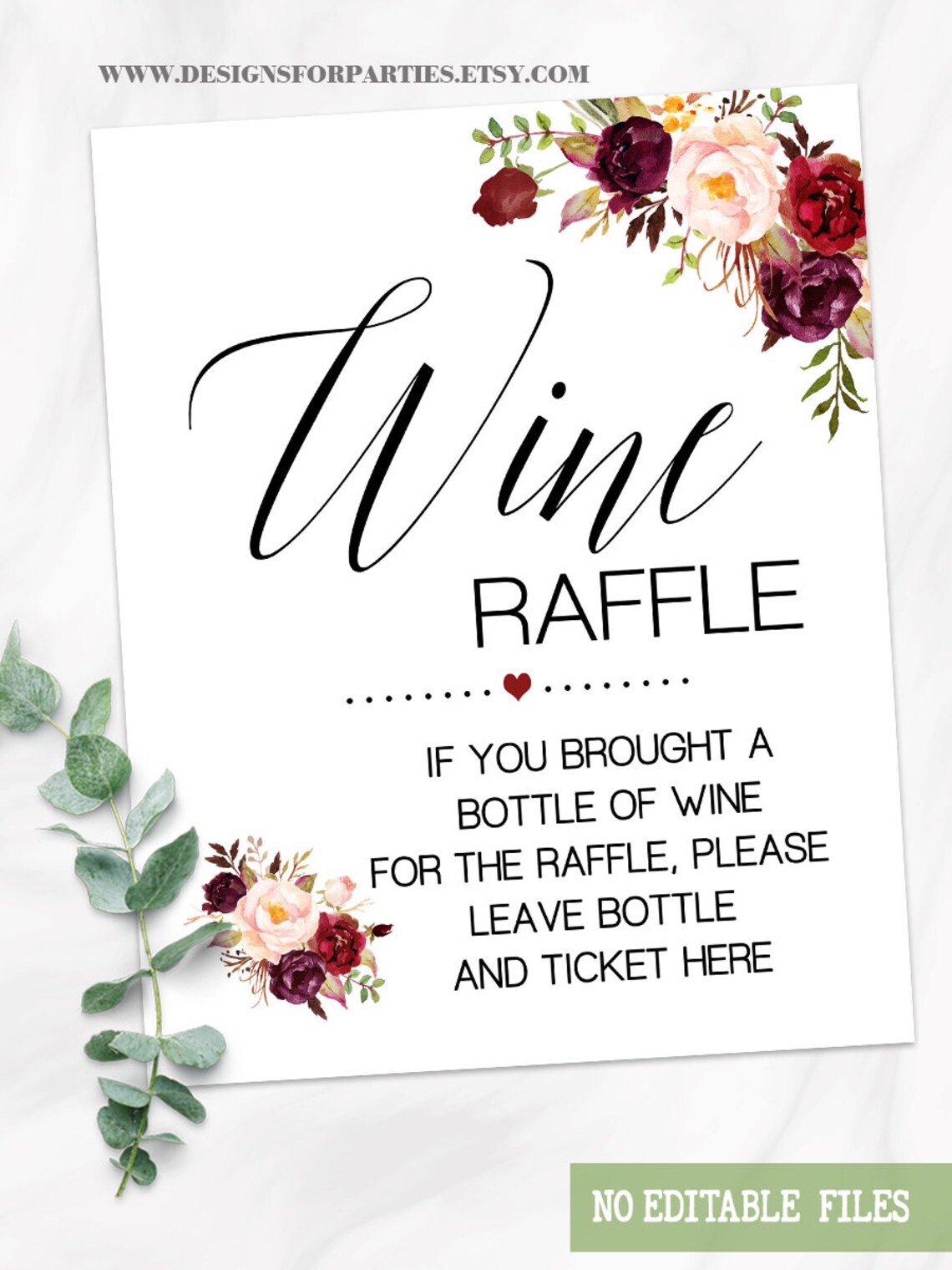 Wine Raffle Tickets & Sign Bridal Shower Stock the Bar Marsala | Etsy