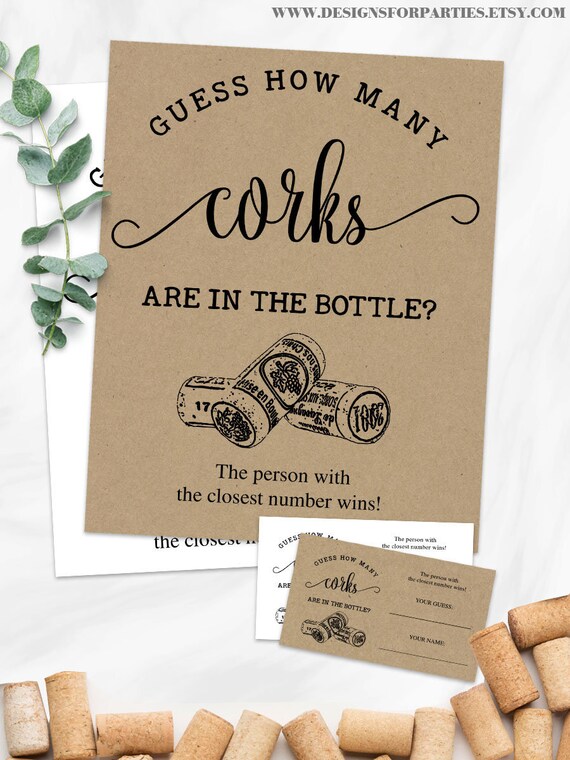 Guess How Many Corks Game Bridal Shower Game Couples Shower - Etsy