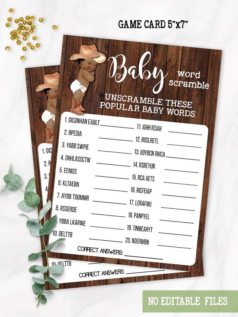 Cowboy Word Scramble Baby Shower Game Baby Word Scramble | Etsy