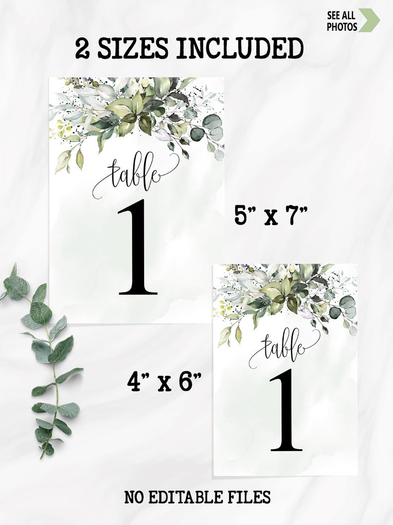 Eucalyptus Greenery Table Numbers 1 to 50 Sign Wedding - Etsy