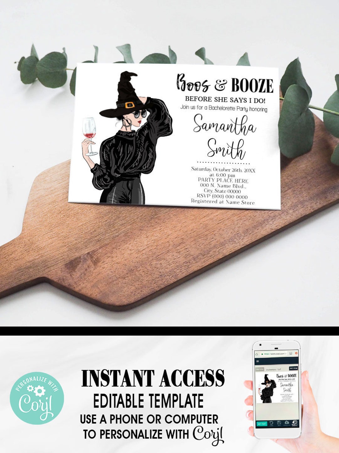 Witch Boos & Booze Before She Says I Do Bridal Shower Invitation Drinks ...