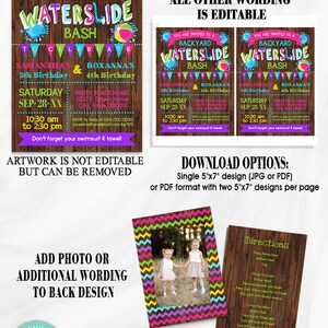 Waterslide Summer Backyard Bash Invitation Summer Water Hot Pink Wooden ...