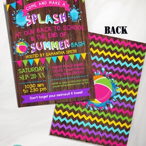 Come Make a Splash Back to School & End of Summer Bash Invitation ...