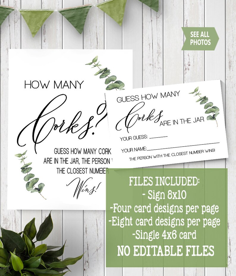 Guess How Many Corks Game Bridal Shower Couples Shower - Etsy