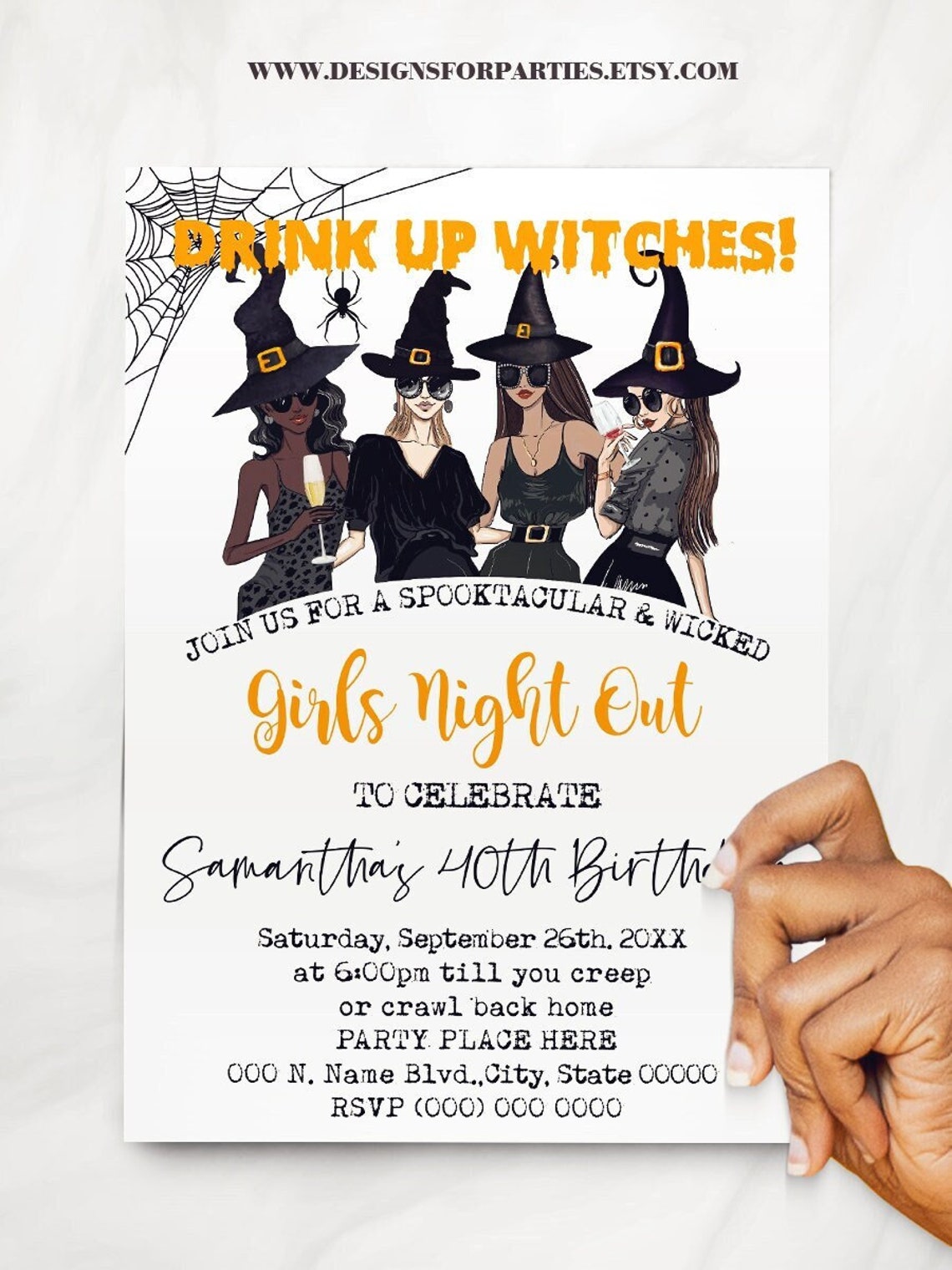 Halloween Girls Night Out Party Invite Drink up Witches - Etsy