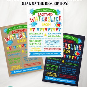 Waterslide Summer Backyard Bash Invitation Summer Water Bash Combined ...