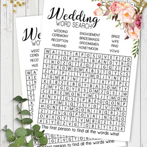 Wedding Word Search Game, Bridal Shower Game, Pink Boho Chic Wedding ...
