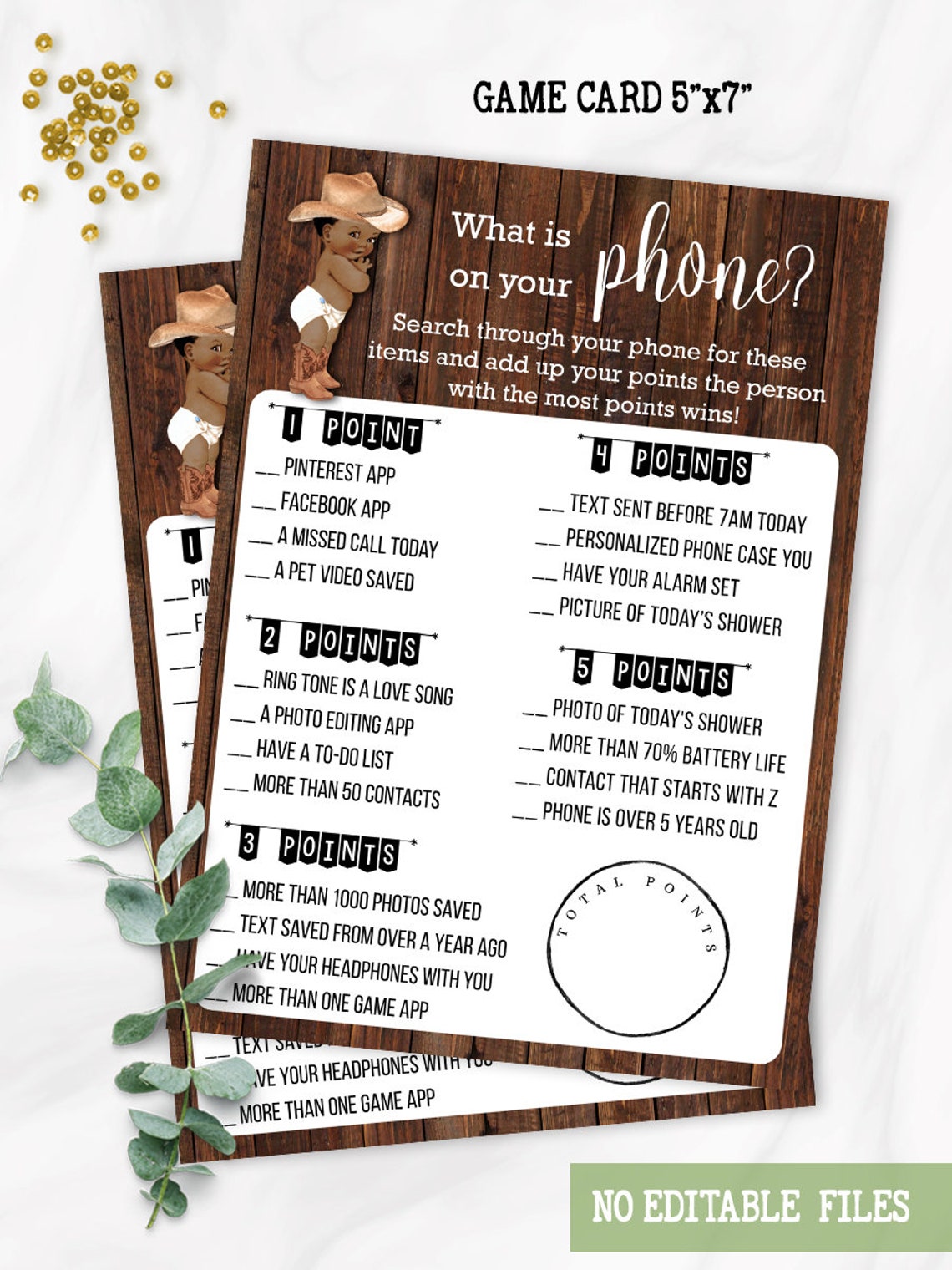 Cowboy What is on Your Phone Baby Shower Activity Game African - Etsy