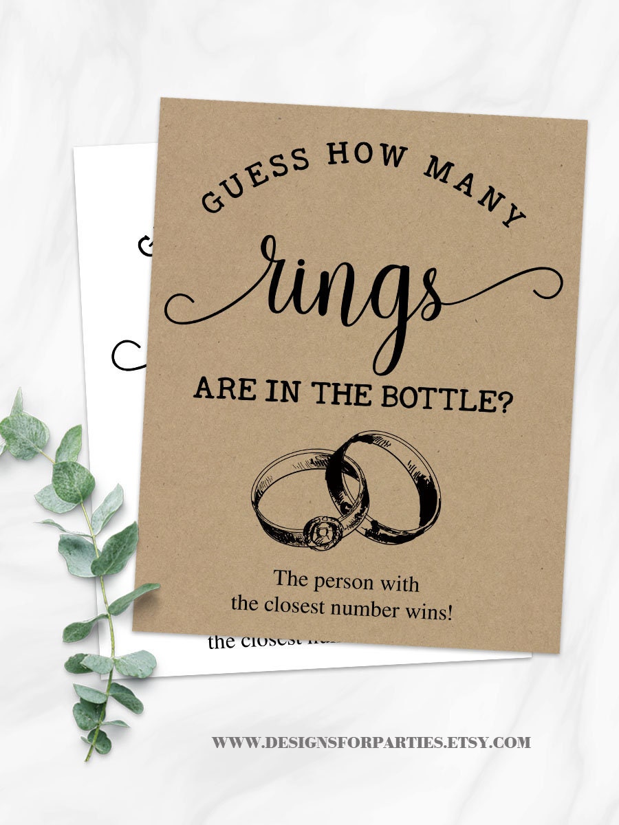 Guess How Many Rings Game Bridal Shower Game Rustic Country - Etsy