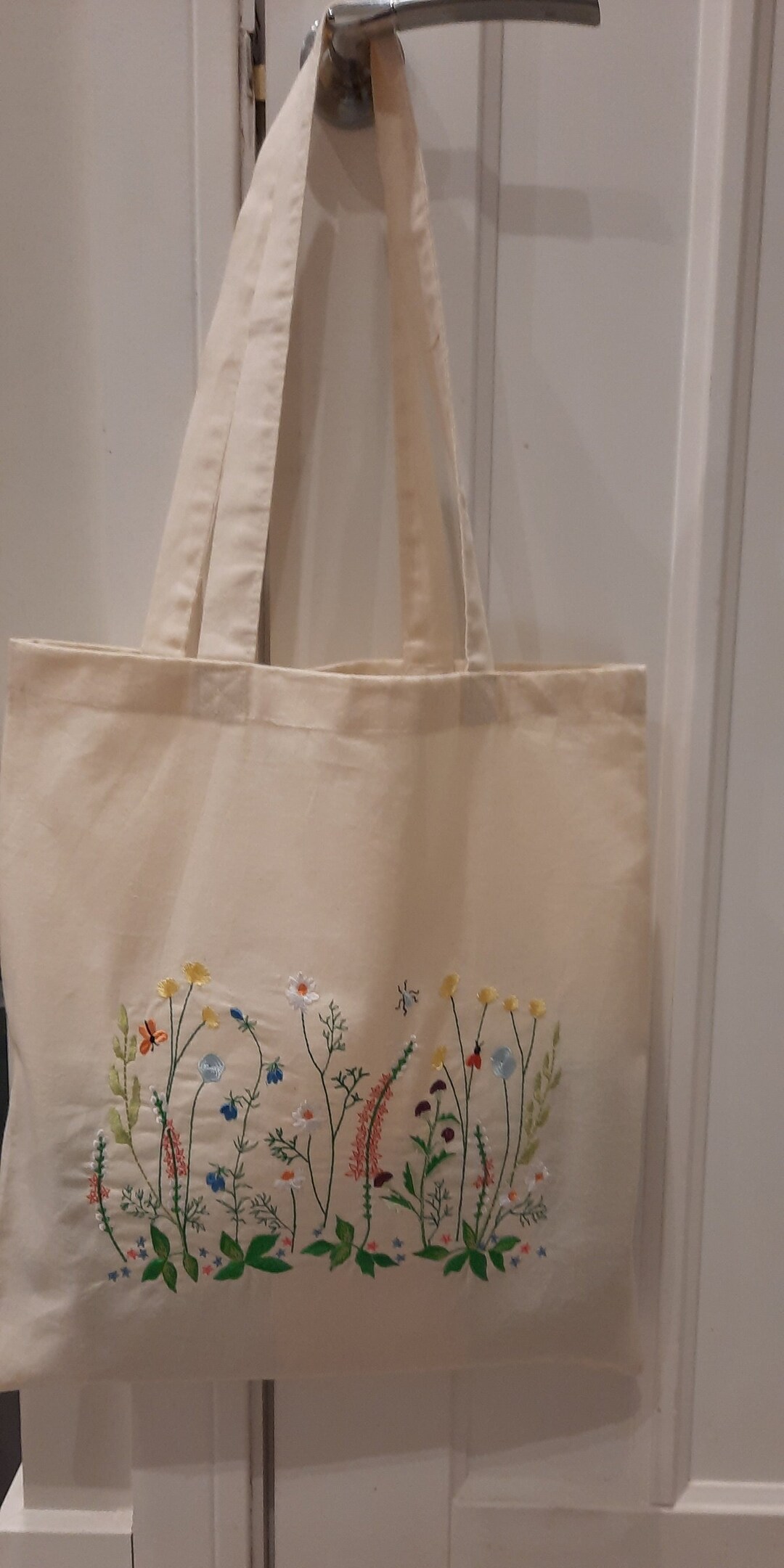 Machine Embroidered Tote Bags Nature Woodland Flowers Customised ...