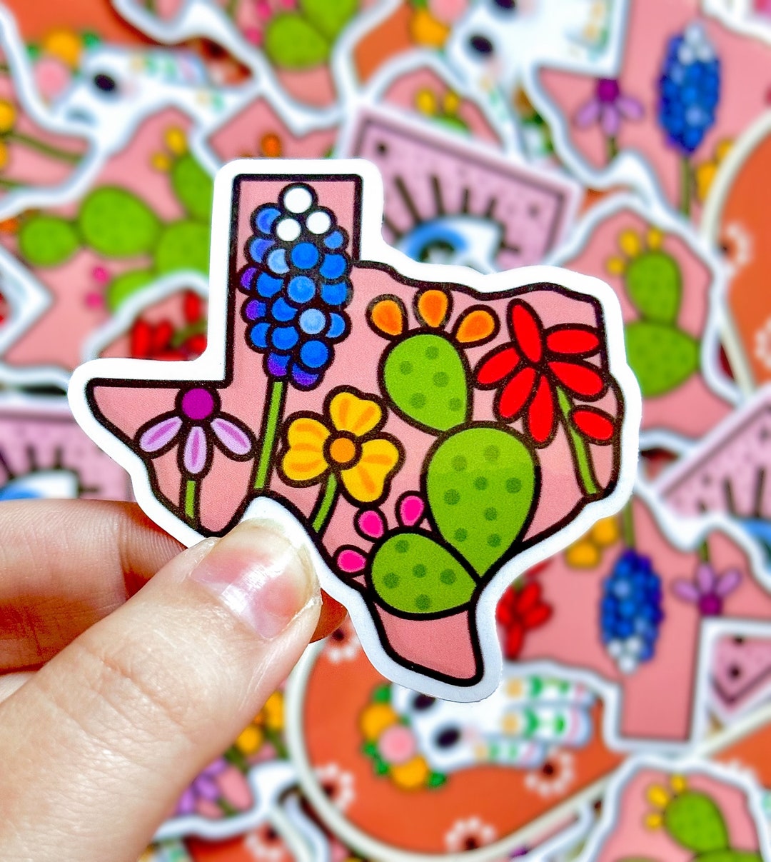 Texas Wildflower & Nopal Vinyl Waterproof Die Cut Sticker, Laptop ...