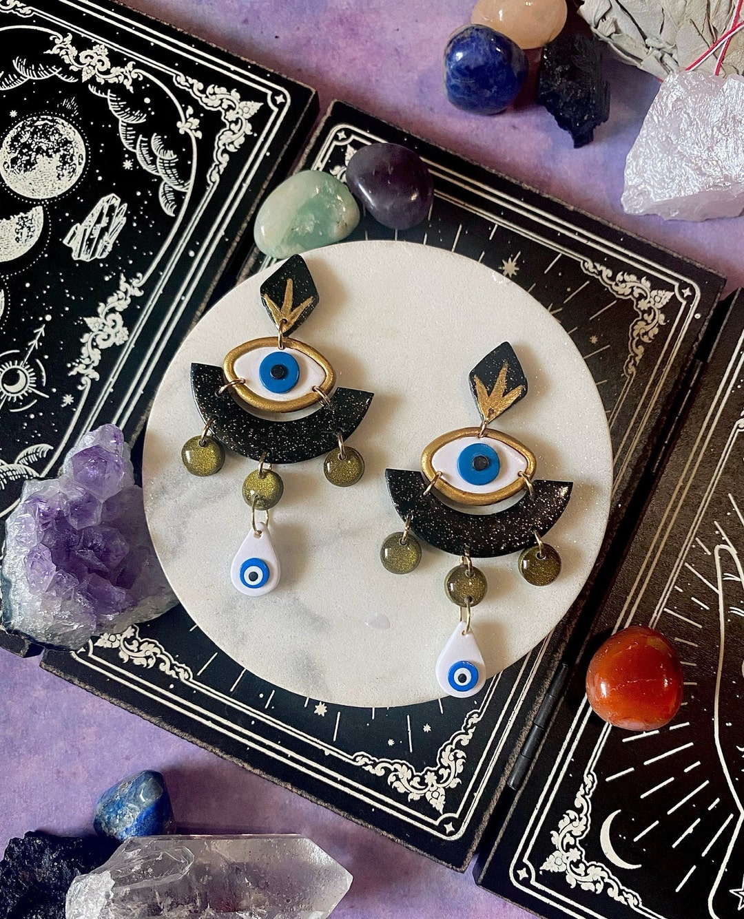 Evil Eye Black and Gold Mystical Style Handcrafted, Hand Painted ...