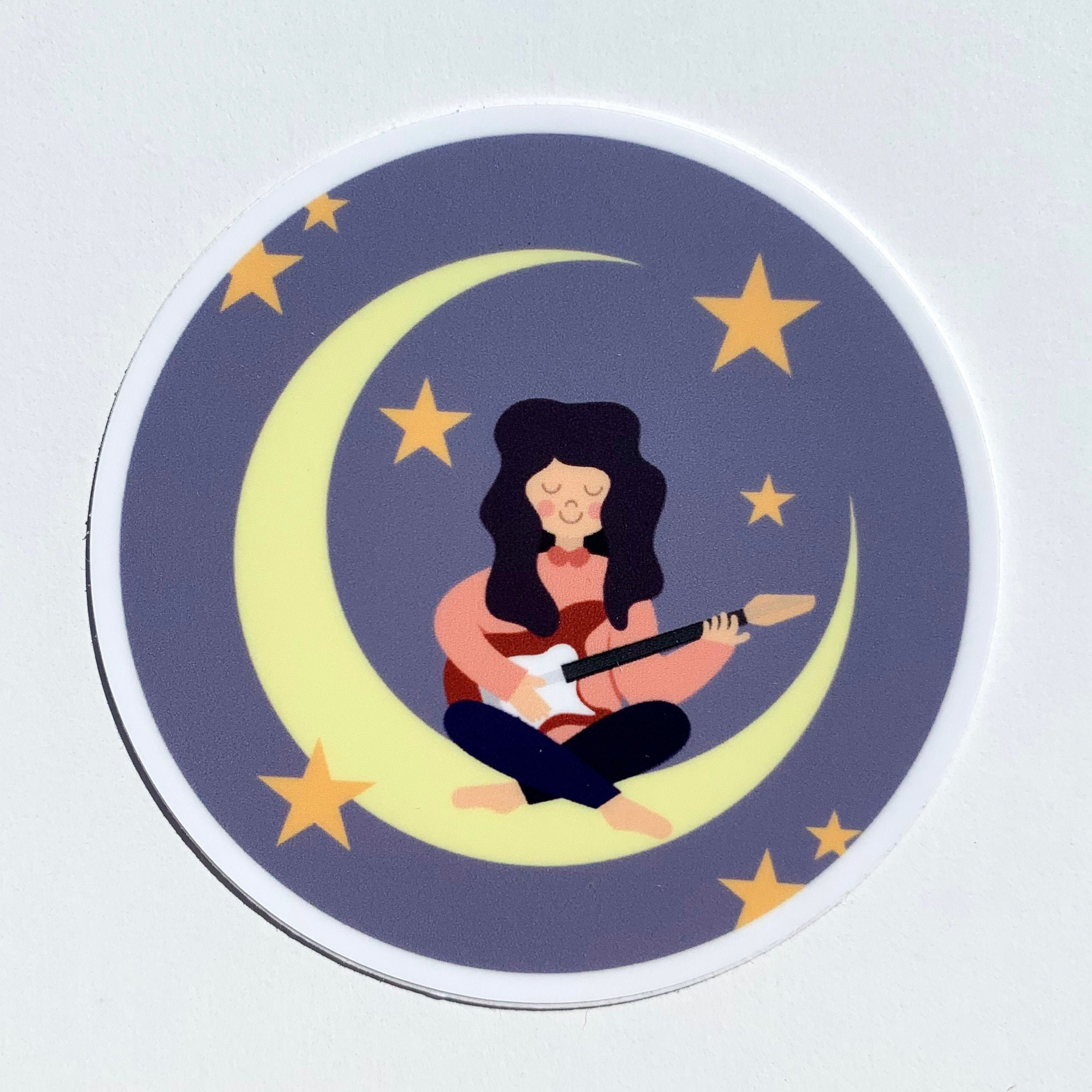 Rockstar on the Moon Pegatina circular 3x3 - Etsy España