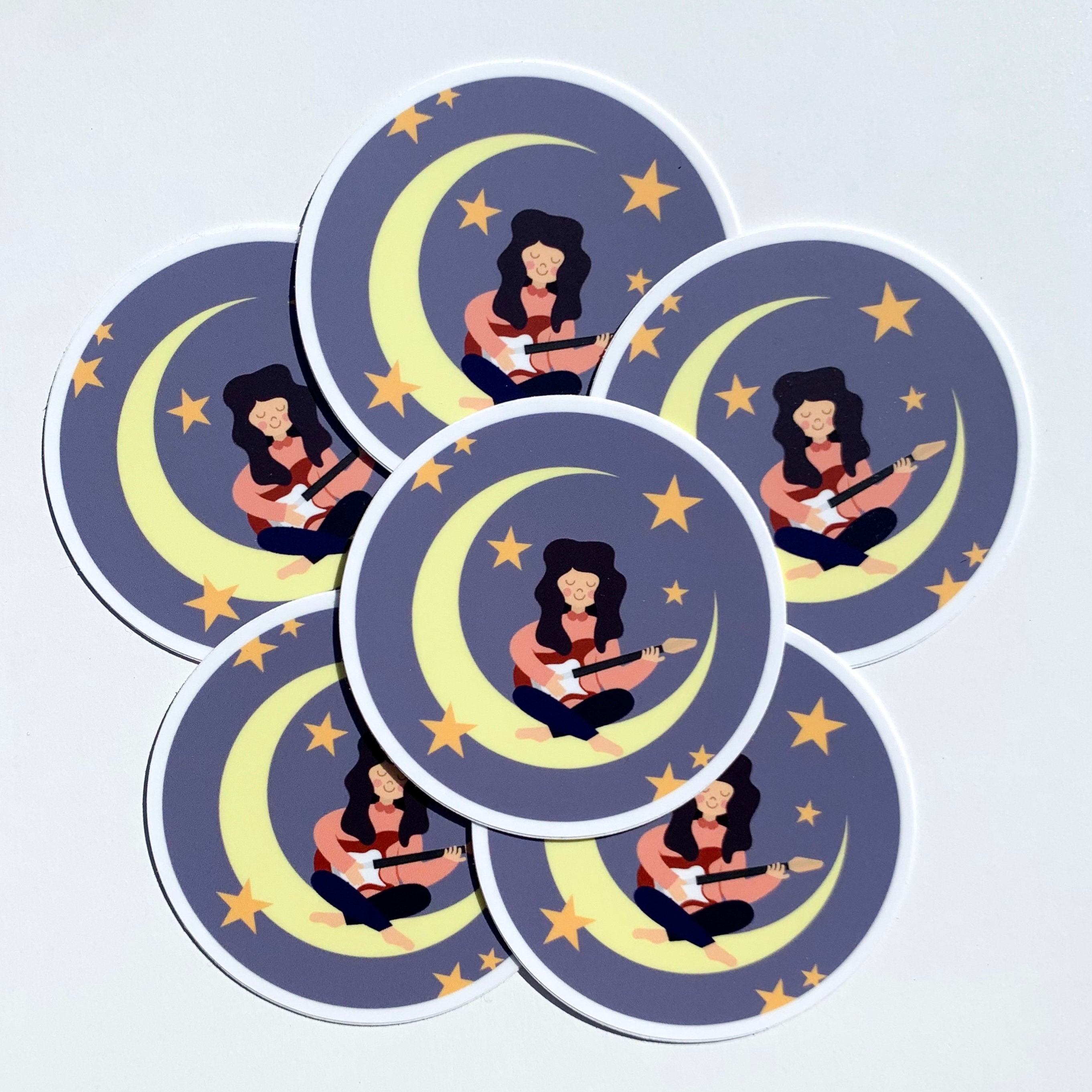 Rockstar on the Moon Pegatina circular 3x3 - Etsy España