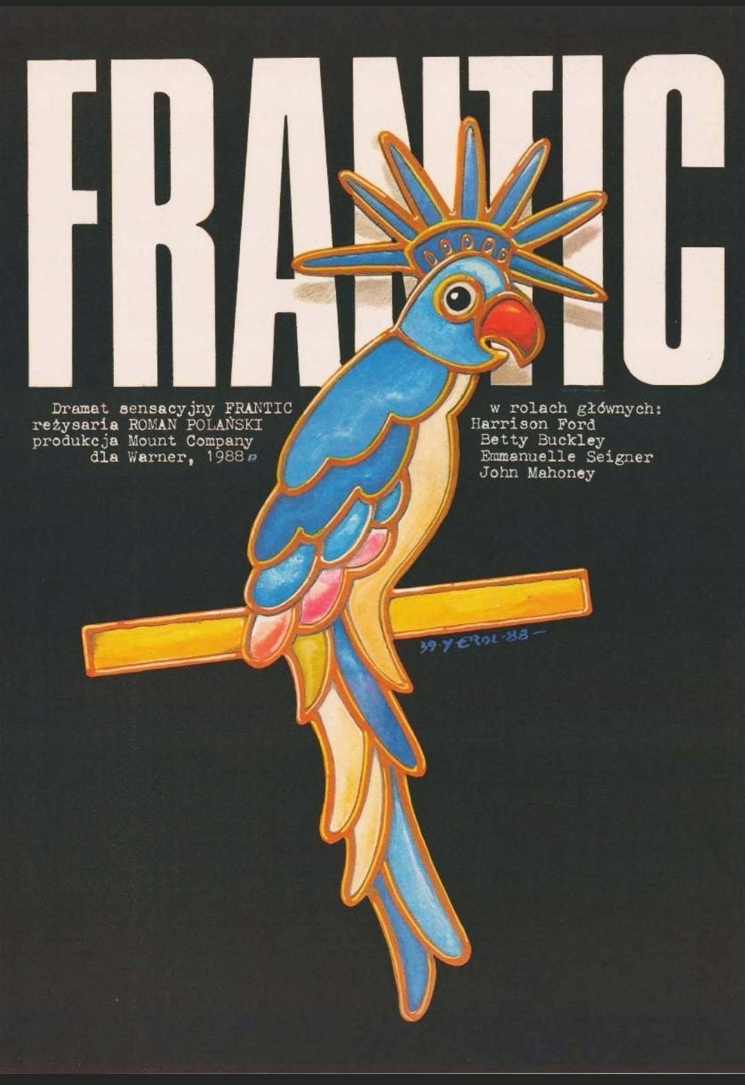 Frantic Original 1988 Polish Movie Poster by Jakub Erol Harrison Ford ...