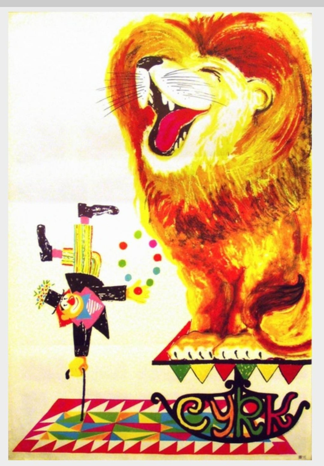 Lion and Clown Original 1975 Polish Circus Poster by Stanislaw - Etsy