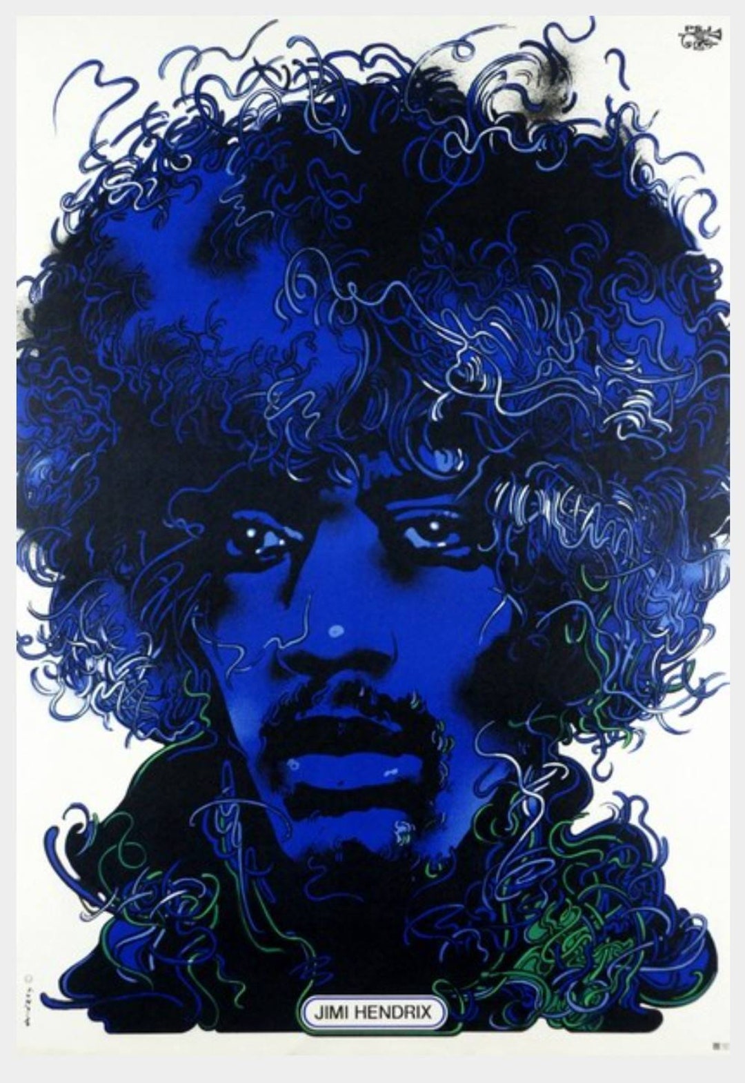 Jimi Hendrix Poster: 1980 Polish Music Art by Waldemar Swierzy Music ...