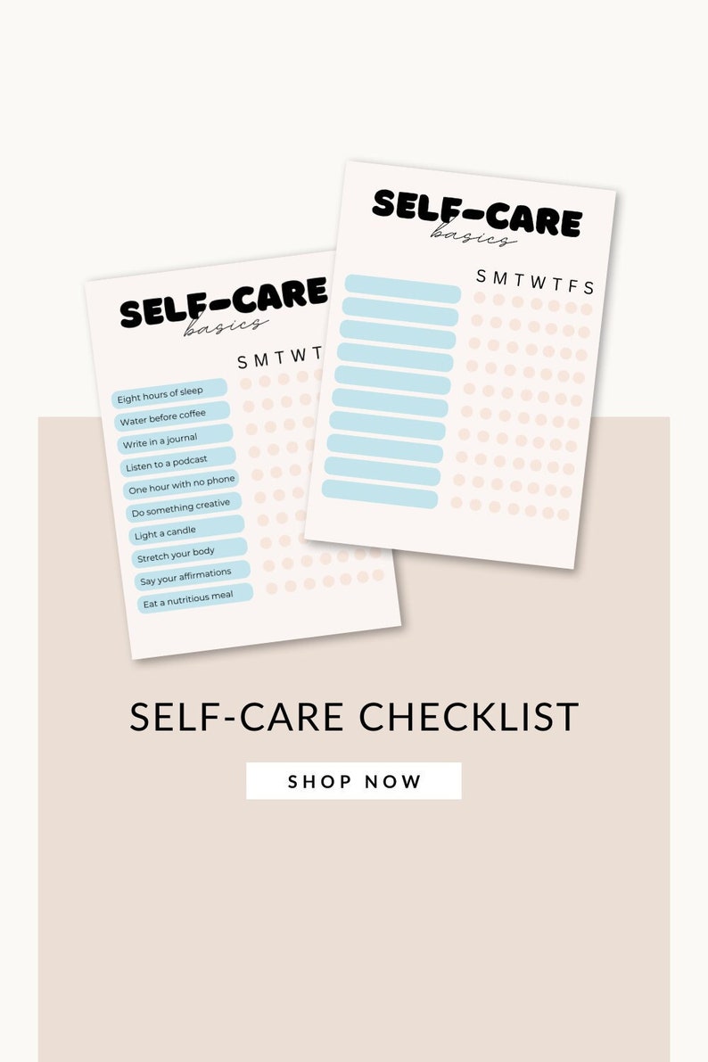 Printable Self-care Checklist Downloadable Print Self Care Planner Digital Planner Printable ...