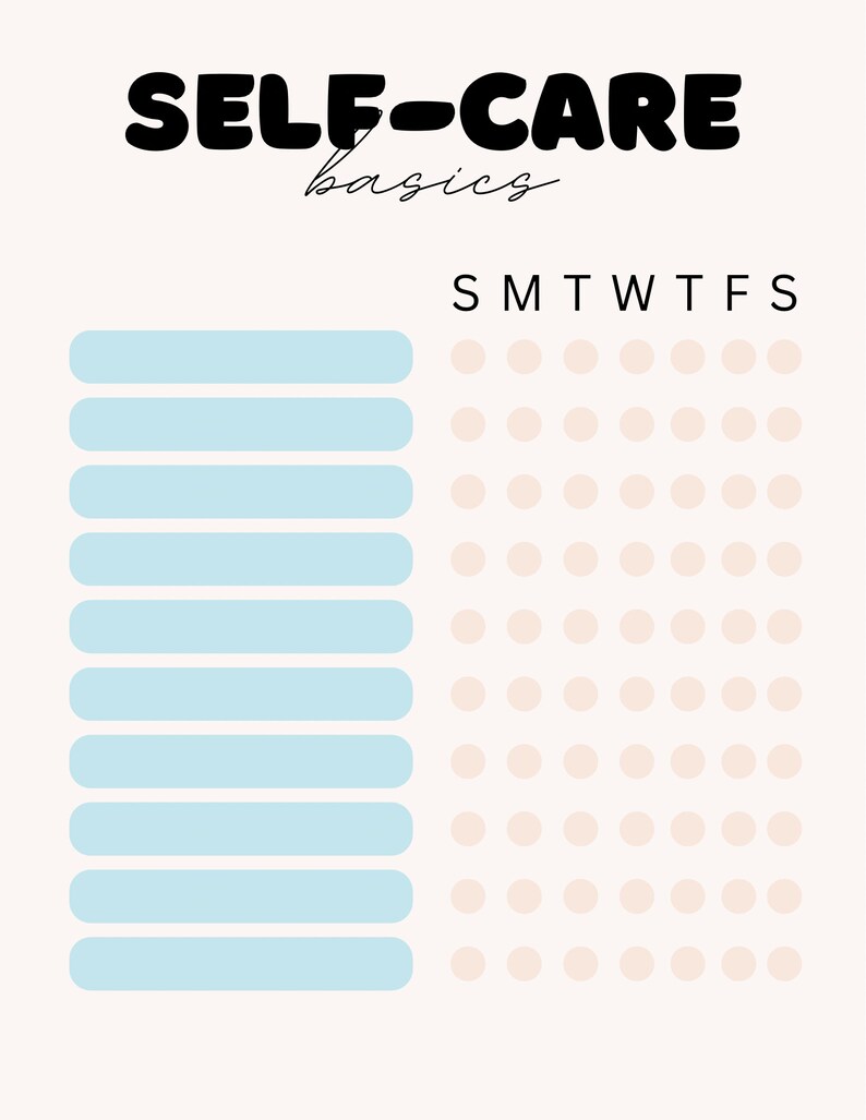 Printable Self-care Checklist Downloadable Print Self Care Planner ...