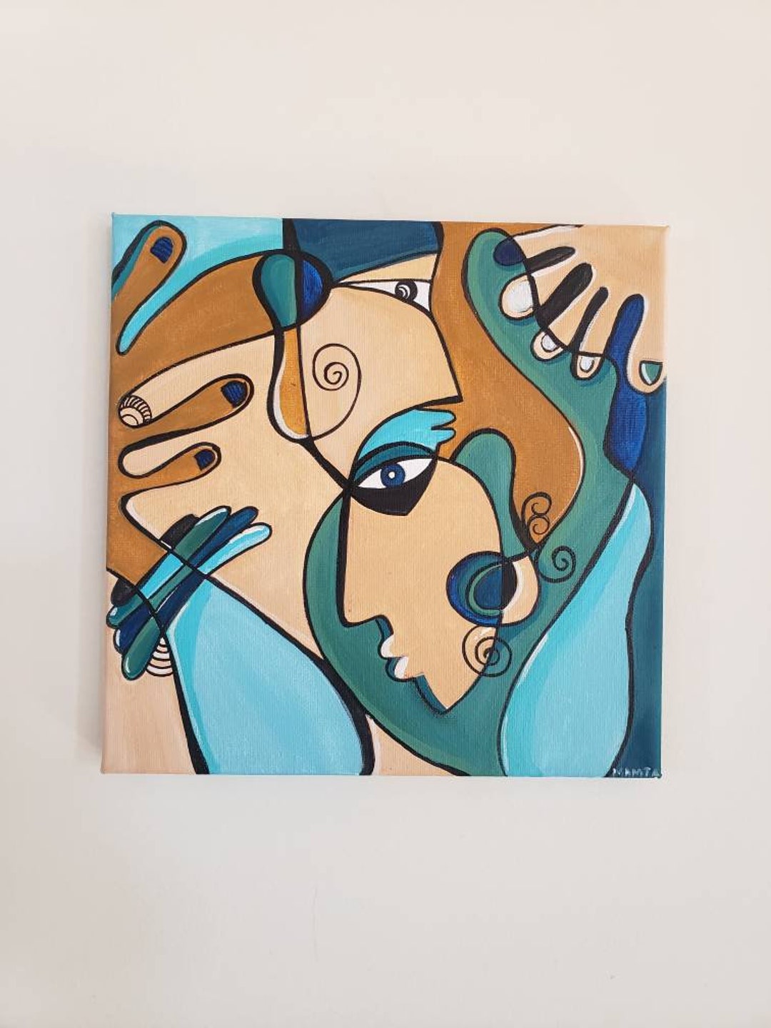 Puppets, Abstract Painting, Contemporary, Cubism ,small Painting - Etsy