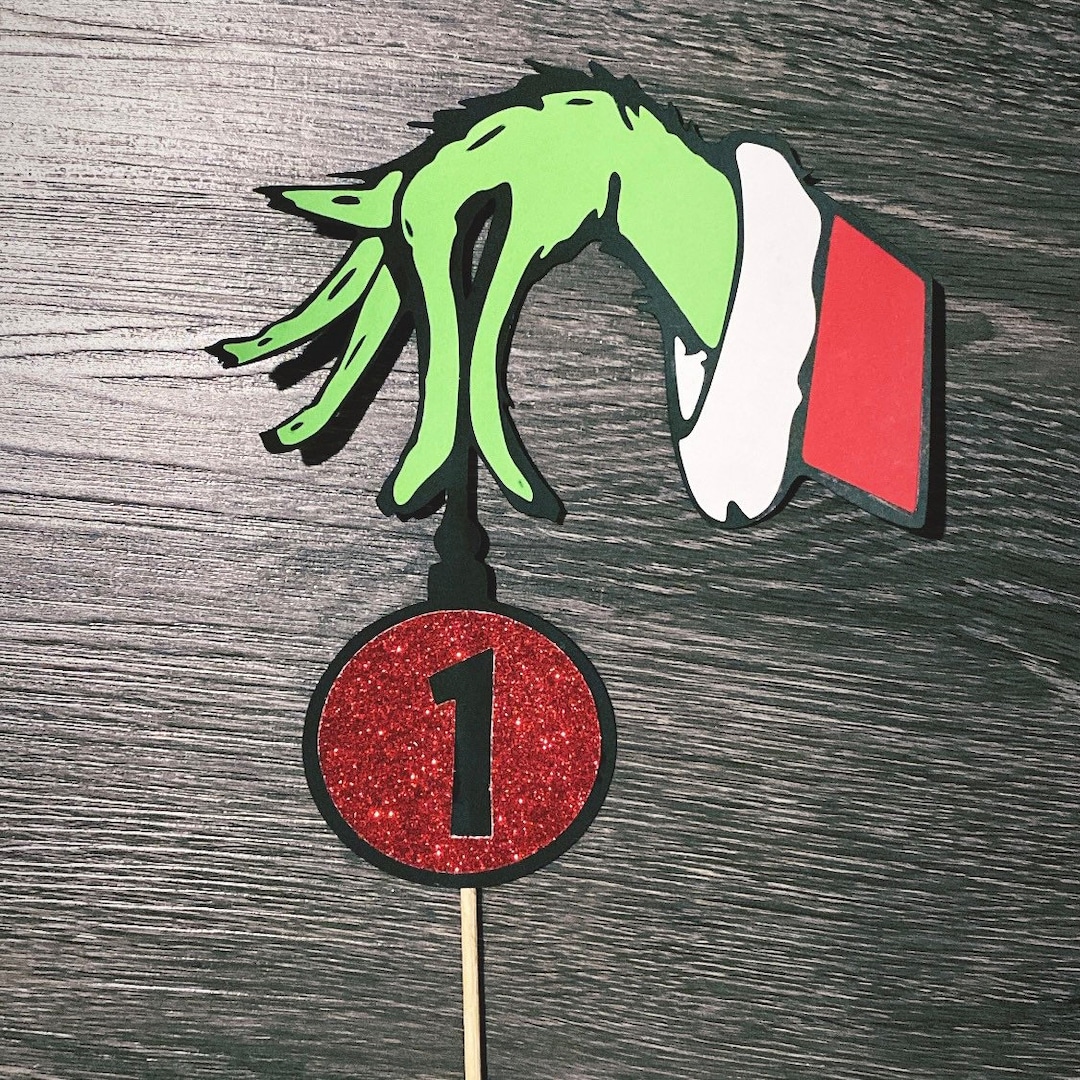 Grinch Holiday Hand Birthday Cake Topper - Etsy