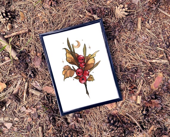 Instant download print Red currant watercolor print A5 downloadable art ...