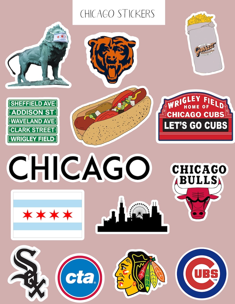 Chicago Sticker Pack of 14 Chicago Stickers Chicago | Etsy