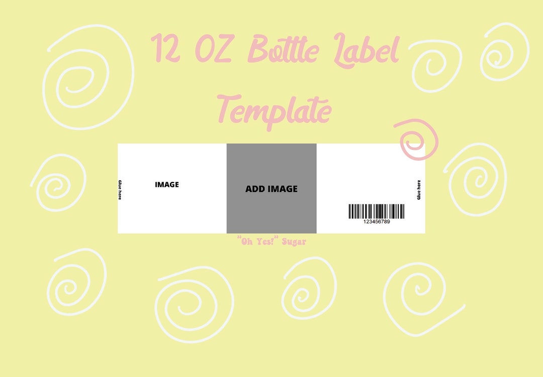 12 OZ Custom Bottle Label Template - Etsy