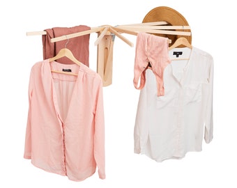 Antique Wood Clothes Drying Rack BOOTH Wall Mounted Expandable Upward ...