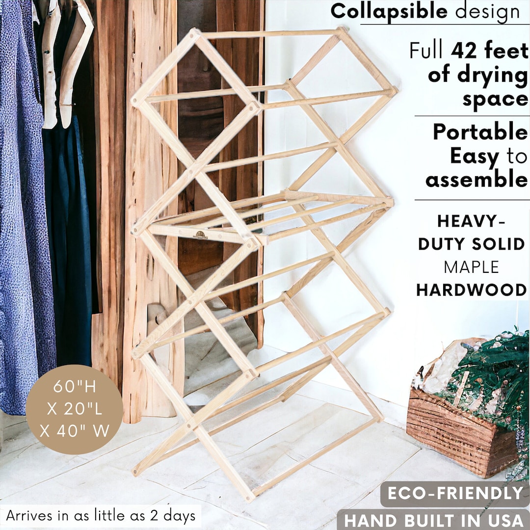 XL Wooden Clothes Drying Rack for Laundry Drying Rack for Clothes Wood ...