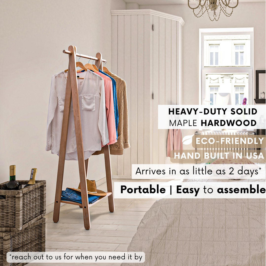 Modern Retail Clothing Rack With Shelf,wood Clothes Hanger Rack ...